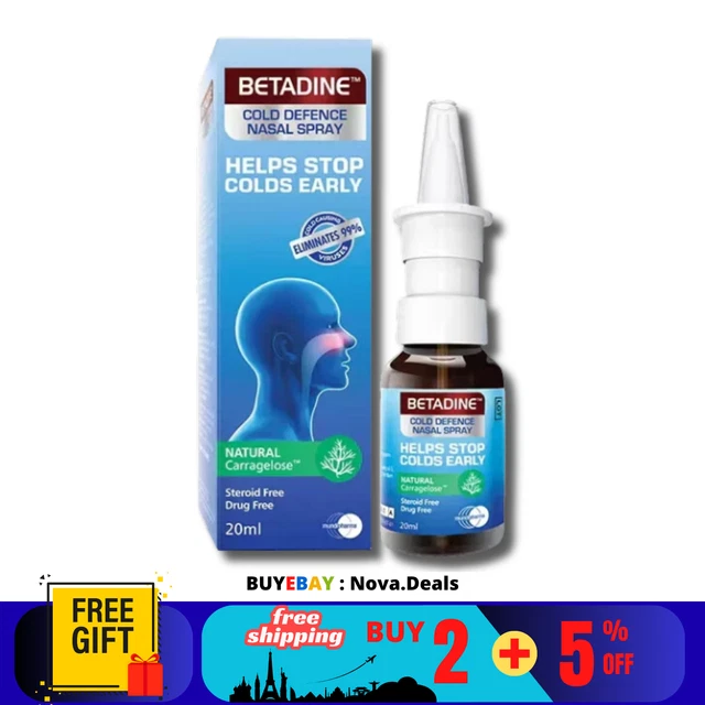 1 X BETADINE Adult Cold Defence Nasal Spray 20ml Helps Stop Colds Early ...