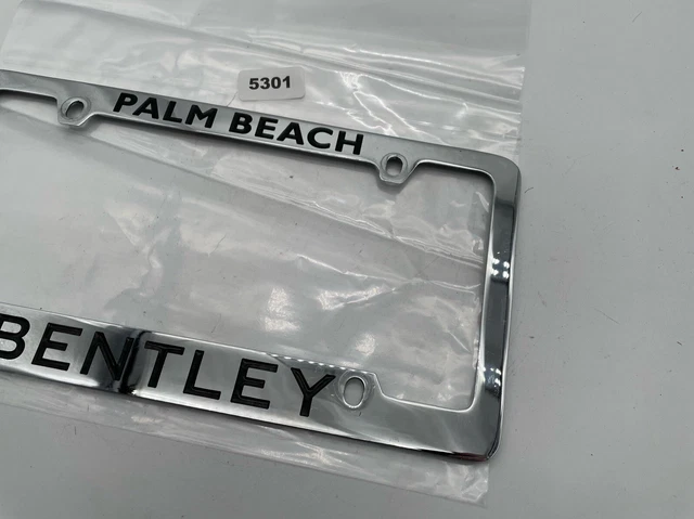 BENTLEY PALM BEACH FL Dealership License Plate Frame Bracket Chrome OEM ...