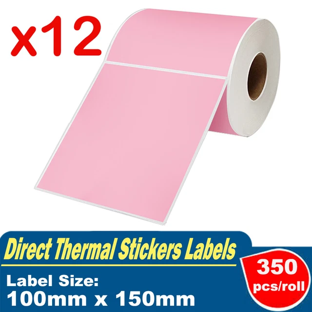 12X DIRECT THERMAL Label Roll Barcode Sticker Pink 100x150mm Startrack ...