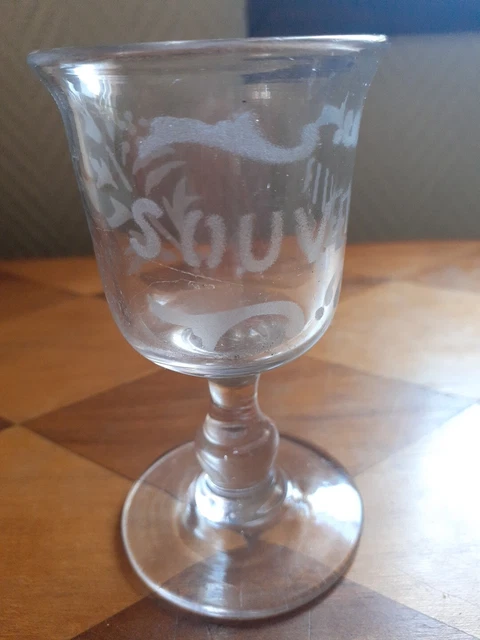 ANCIEN VERRE SUR Pied Inscription SOUVENIR EUR 16,00 - PicClick FR