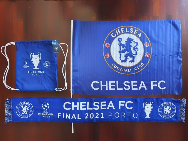 RARE CHELSEA UEFA Champions League 2021 Fan Kit - Scarf + Flag + Bag ...