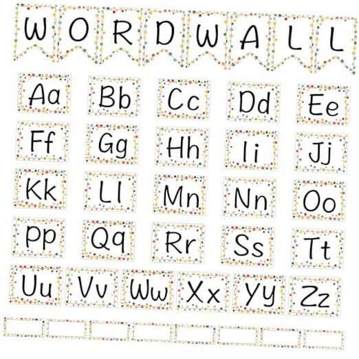 WORD WALL CLASSROOM Bulletin Board Set Classroom Alphabet Letters Polka ...