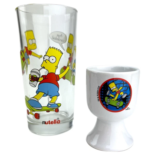 BART SIMPSON 1998 Nutella Cup Skateboarding + 2004 Egg Cup Skating ...