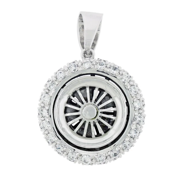 NEW 925 S Silver Spinning Car Tire Rim Spinner Wheel large Rhinestone ...