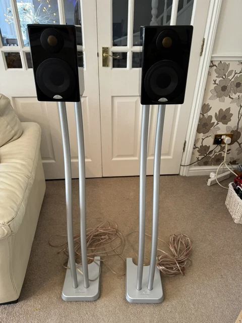 PAIR BLACK MONITOR audio RADIUS 90 speakers Plus Grey Stands £150.00 ...