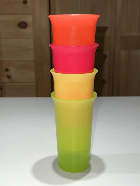 TUPPERWARE SET OF Four Neon Cups 10.5 Ounce 2874A Plastic £14.14 ...
