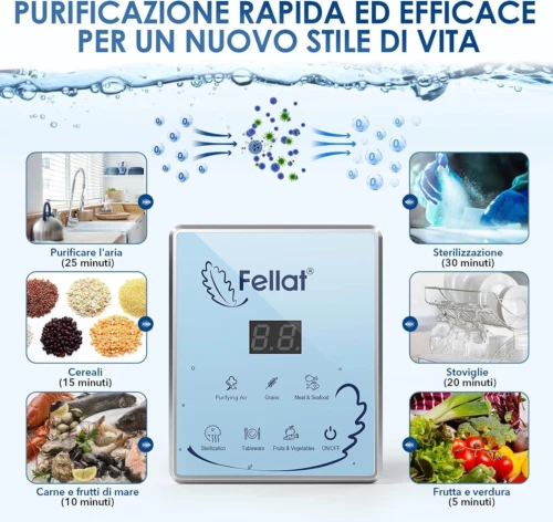 GENERATORE DI OZONO, FELLAT 600mg/h ozono Domestico per Acqua... EUR 77 ...