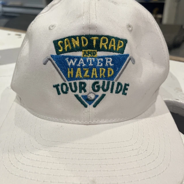 VTG SAND TRAP And Water Hazard Tour Guide Hat Funny Golf White Snapback ...