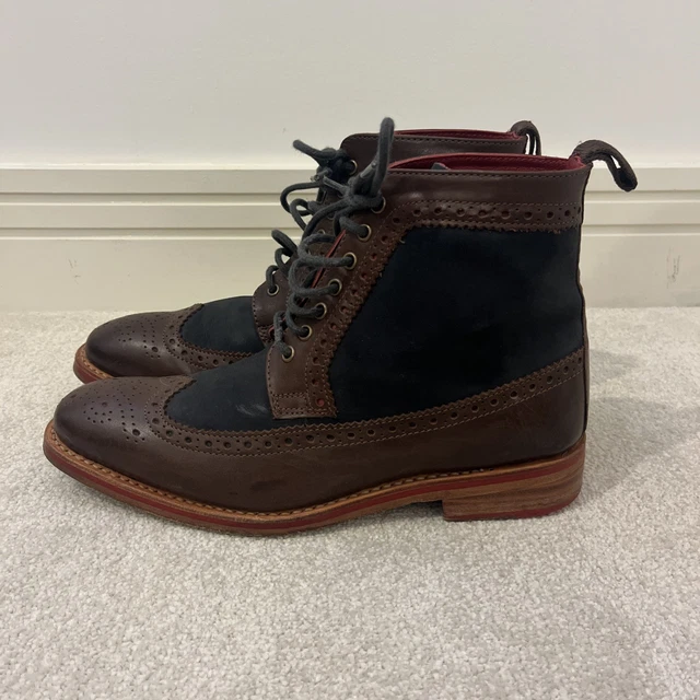 JUSTIN REECE MEN’S Brown Leather Lace Up Brogue Boots UK 7 EU 41 £1.16 ...