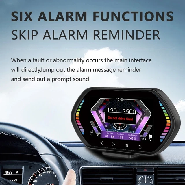 CAR DIGITAL SPEEDOMETER OBD2 Display with IPS Screen and Ambient Light ...