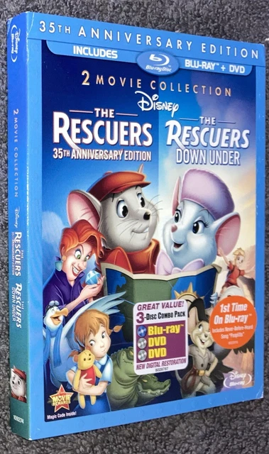 THE RESCUERS: 2-MOVIE Collection [Blu-ray, DVD] Disney Bob Newhart Ava ...