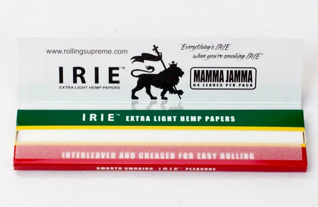 4 X IRIE Rasta King Size Slim Ultra-Thin Extra Light Hemp Rare Rolling ...