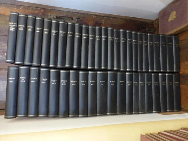 45 COMPLETE RE-BOUND volumes Punch Magazine 1880 - 1923 plus Almanack ...