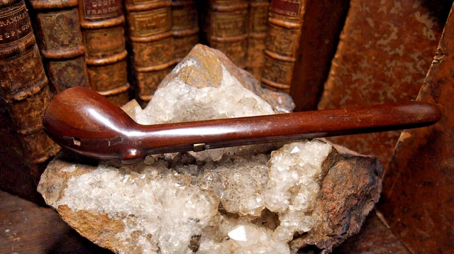 ANTIQUE FOURREAU EN BOIS FRUITIER POUR PIPE EN TERRE EPOQUE FIN 19em ...