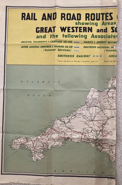 VINTAGE ORIGINAL CORNWALL Travel And Transport Road Rail Map £18.34 ...