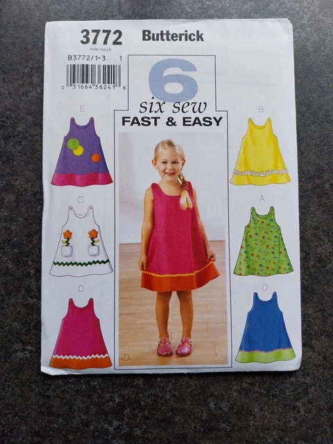 BUTTERICK SEWING PATTERN 3772 Childrens A Line Pinafore Dress £3.20 ...