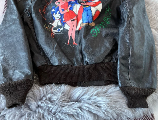 WW2 HAND PAINTED Popeye Bettyboop Childs A2 Fighter Jacket Theatre V2-B ...
