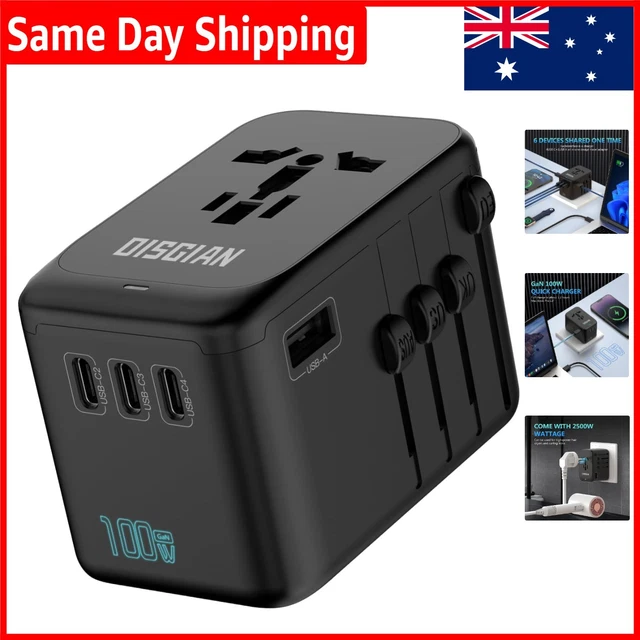 GAN 100W POWER Adapter with 4 USB Ports - Safe & Efficient Travel ...