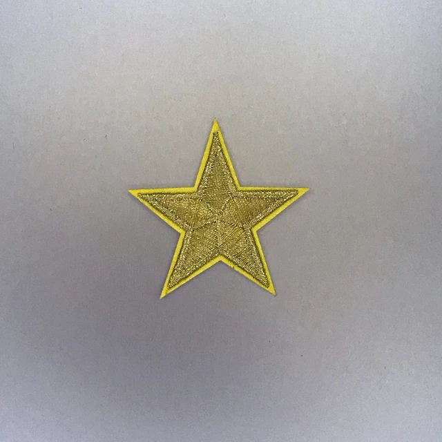 GOLD STAR PATCH - Embroidered/Iron/Sew/Stitch/Glue On - Cartoon Badge ...