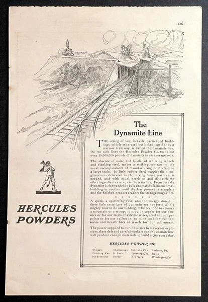 HERCULES POWDERS 1920 AD “The Dynamite Line” Tramway $17.84 - PicClick AU