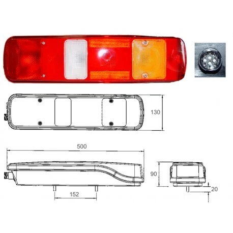 FANALE POSTERIORE VOLVO Fm Fh 2002-2007 Dx, Senza Luce Targa, Cicalino ...