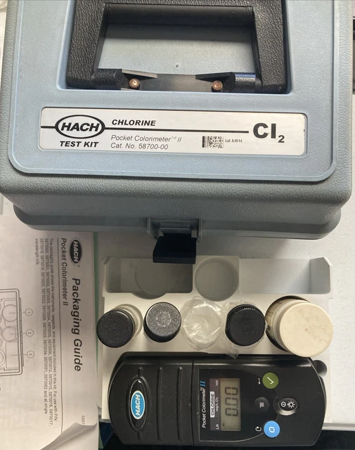 HACH POCKET COLORIMETER II Chlorine Cl2 Test Kit No. 58700-00 with Case ...