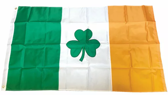 3X5 FT IRELAND SHAMROCK Flag Deluxe Nylon Embroidered Irish Clover Leaf ...