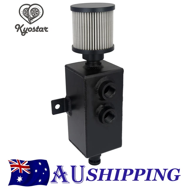 BLACK ALUMINUM 1L Oil Catch Can Tank Baffled With Breather Filter ...