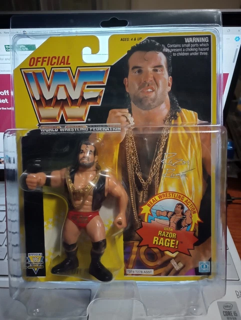 RAZOR RAMON WWF Hasbro Yellow Card Wrestling figure MOC High Grade Case ...