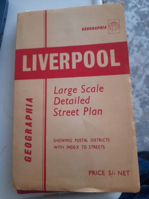 GEOGRAPHIA LARGE SCALE STREET PLAN OF LIVERPOOL VINTAGE PAPERBACK MAP ...