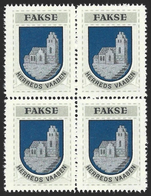 DENMARK 1940-42 FAKSE Cinderella BLOCK from Jensen's Arms Series VF-NH ...