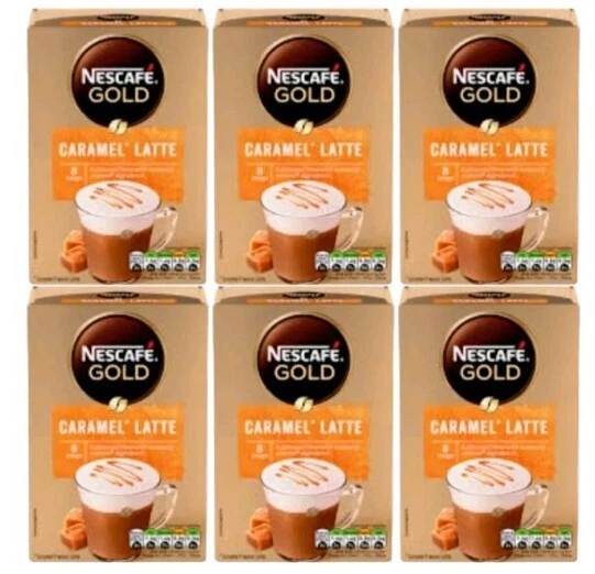 6 X BOXES Nescafe Gold Caramel Latte Instant Coffee Drink Sachets £15. ...