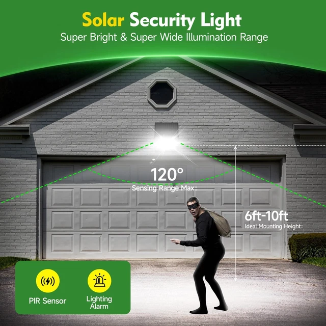 SOLAR POWER SECURITY Flood Light 122 LED Motion Sensor USB Rechargeable ...