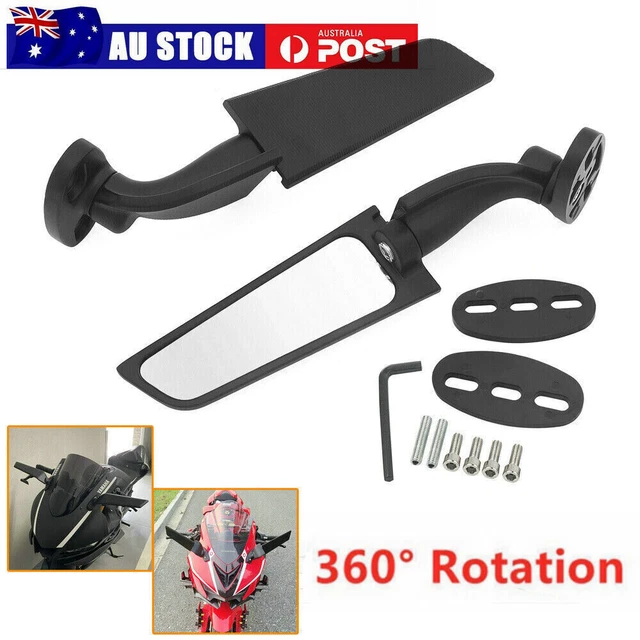 WIND SWIVEL WING Fin Rearview Side Mirror For BMW Honda Suzuki Yamaha ...