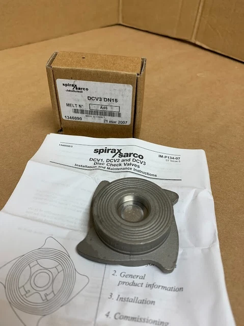 SPIRAX SARCO DCV3 DN15 1/2" s/steel wafer disc non-return check valve ...