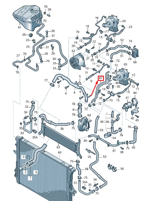 TUBO RAFFREDDAMENTO MOTORE Audi Q7 4 L 7L8121065G NUOVO ORIGINALE EUR ...