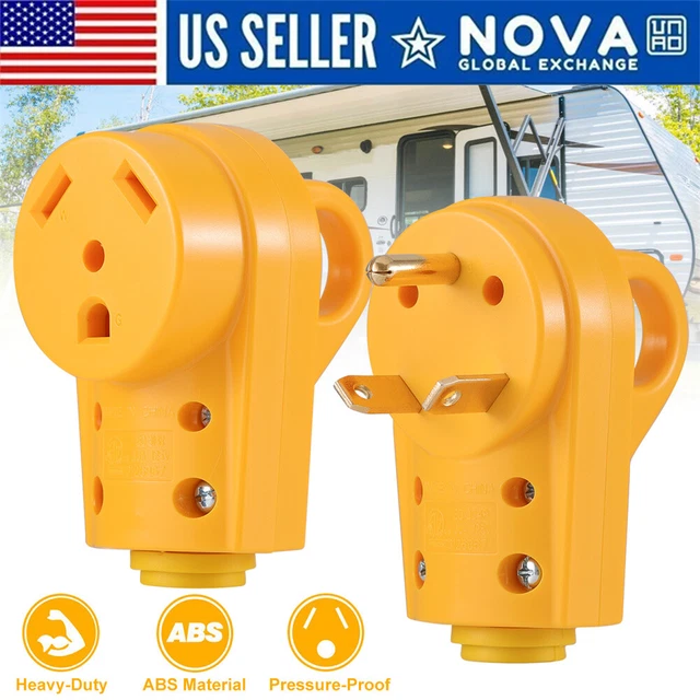 30 AMP MALE/FEMALE RV Replacement Power Plug Electric Cord Receptacle ...