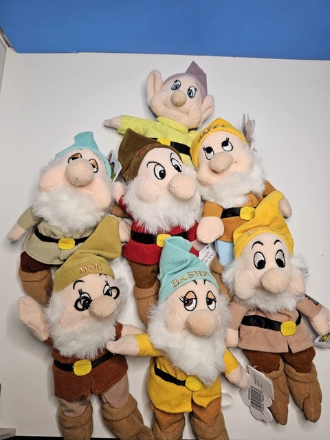 DISNEY STORE COMPLETE Set 7 Seven Dwarfs 9” Plush Dolls Disney Mini ...