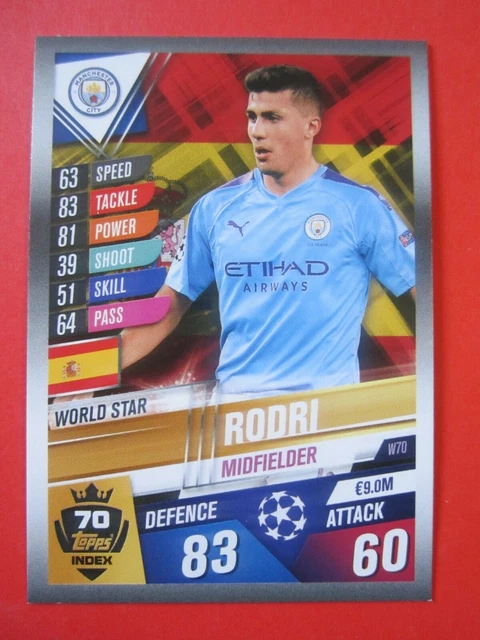 RODRI OF MANCHESTER City World Star card - 2020 Match Attax 101 EUR 1 ...