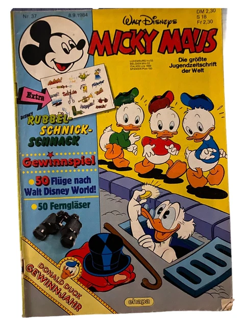 WALT DISNEY MICKY Maus Zeitschrift Nr. 37 1984 Abenteuer Gewinnspiel ...