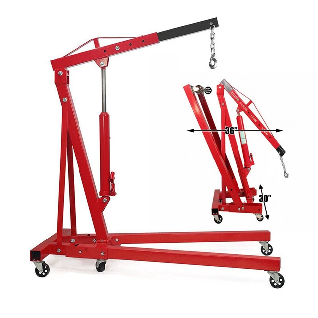 2 TON HYDRAULIC Folding Engine Mobile Crane Hoist Lift Stand Garage ...