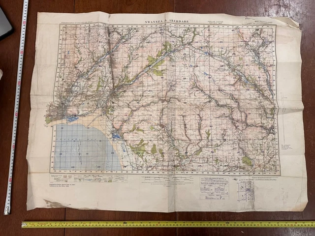 ORIGINAL WW2 BRITISH Army GSGS OS Map of Great Britain - Swansea ...