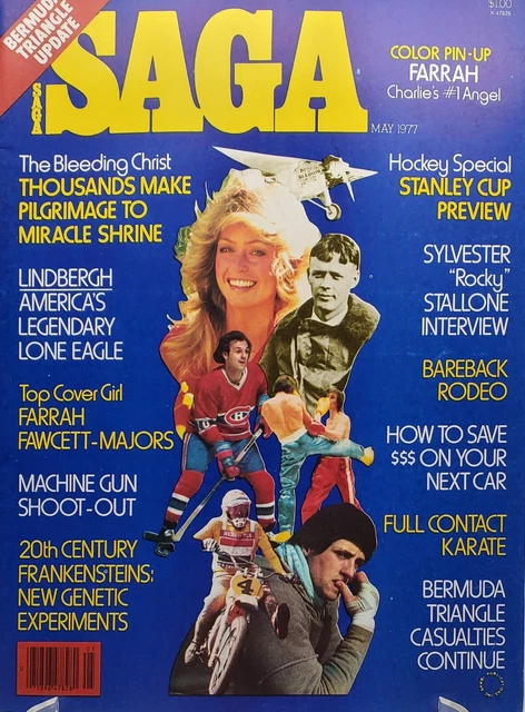 SAGA MAGAZINE MAY 1977 Farrah Fawcett Pinup, Sylvester Stallone, VF £47 ...