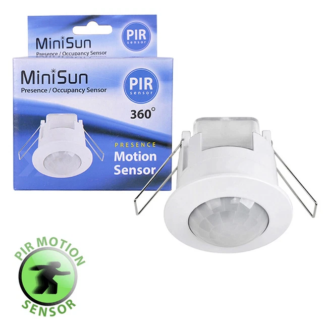 RECESSED PIR SENSOR Detector Ceiling Occupancy Motion Light Switch 360 ...