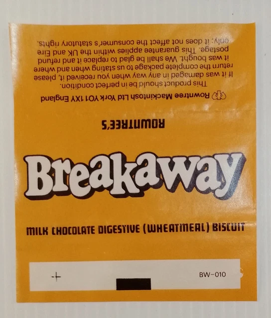 VINTAGE ROWNTREE'S BREAKAWAY Chocolate Biscuit Paper Wrapper £5.42 ...