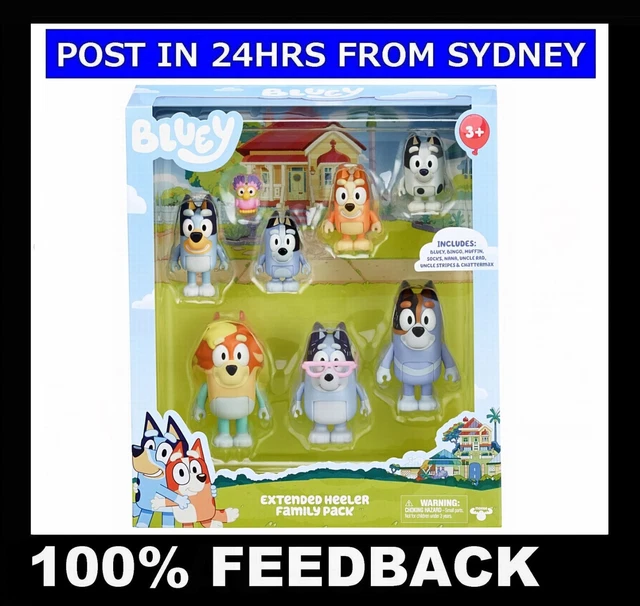 BLUEY EXTENDED FAMILY HEELER 8 PACK FIGURES Chattermax Nana Uncle ...