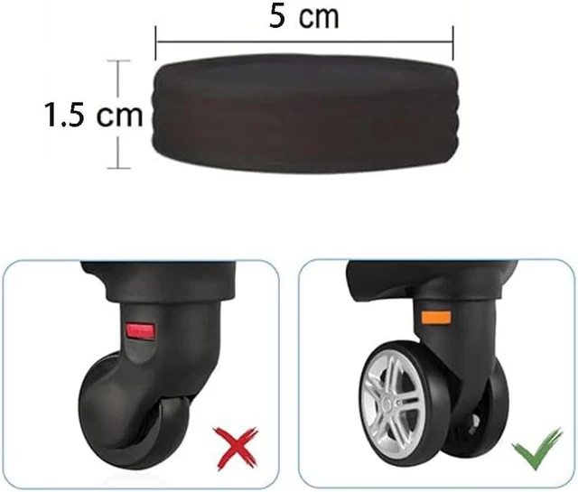 SILICONE LUGGAGE WHEEL Covers, 16 Pieces, Spinner Wheels Noise black ...