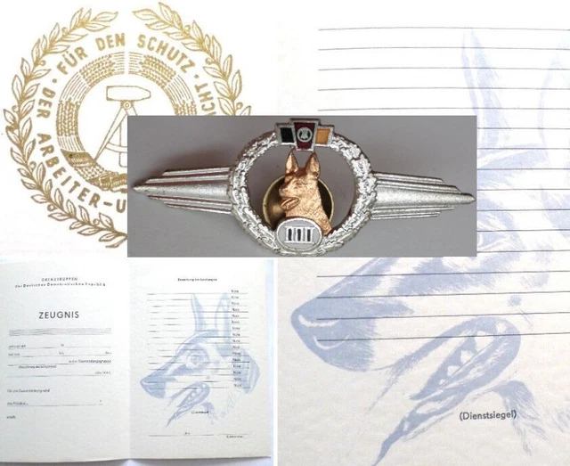 GDR BADGE CERTIFICATE NVA border troops dog handler East German badge ...