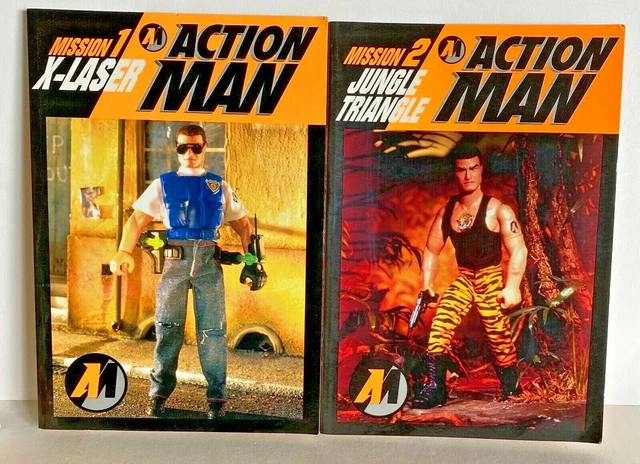 ACTION MAN X 2 books X-Laser Mission 1, Jungle Triangle Mission 2, Max ...