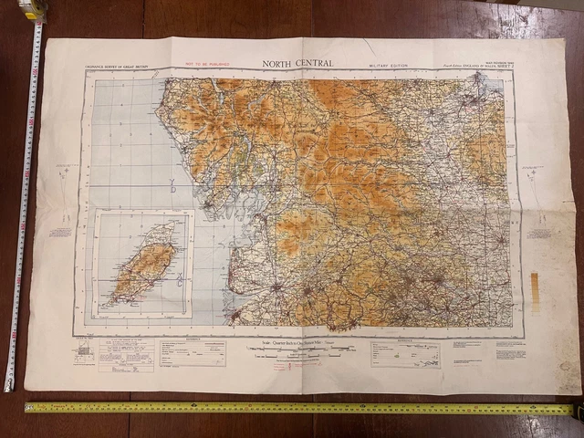 ORIGINAL WW2 BRITISH Army RAF Navy Base Map of England - North Central ...